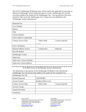 SiteManager New User ID Request - transportation ky Doc Template ...