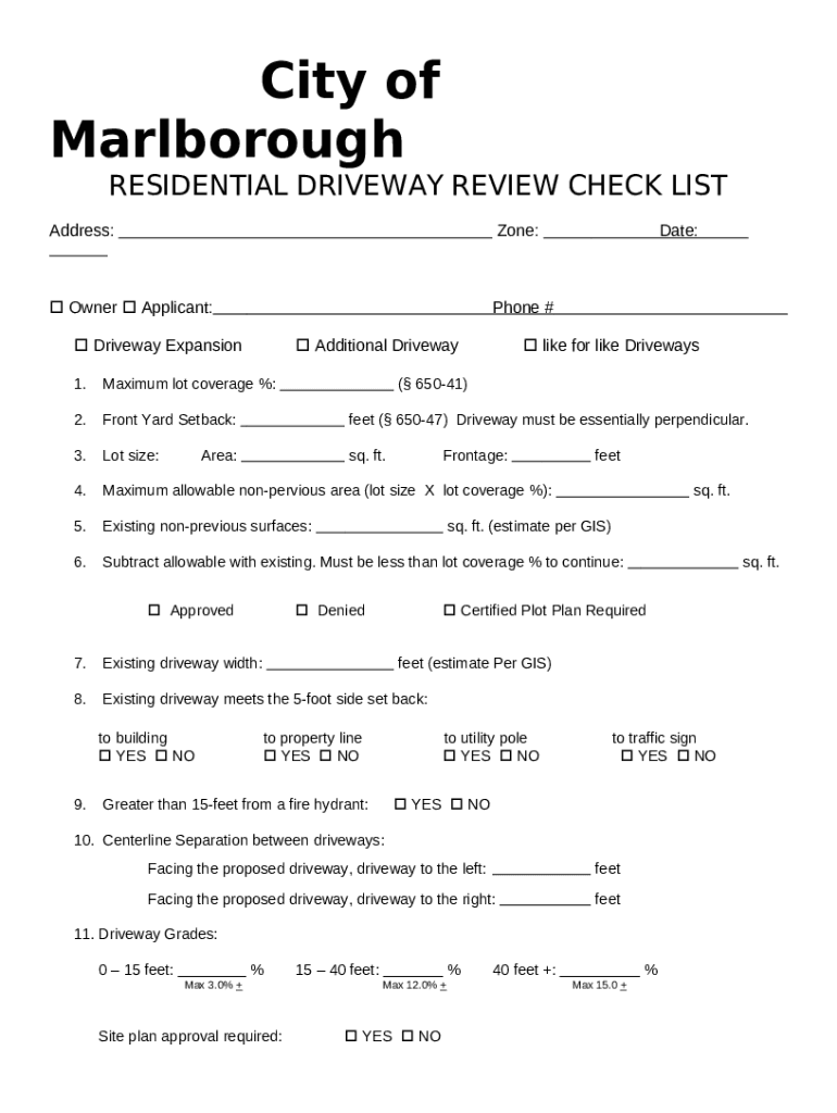 RESIDENTIAL SITE PLAN CHECK LIST Owner's Name Doc Template | pdfFiller