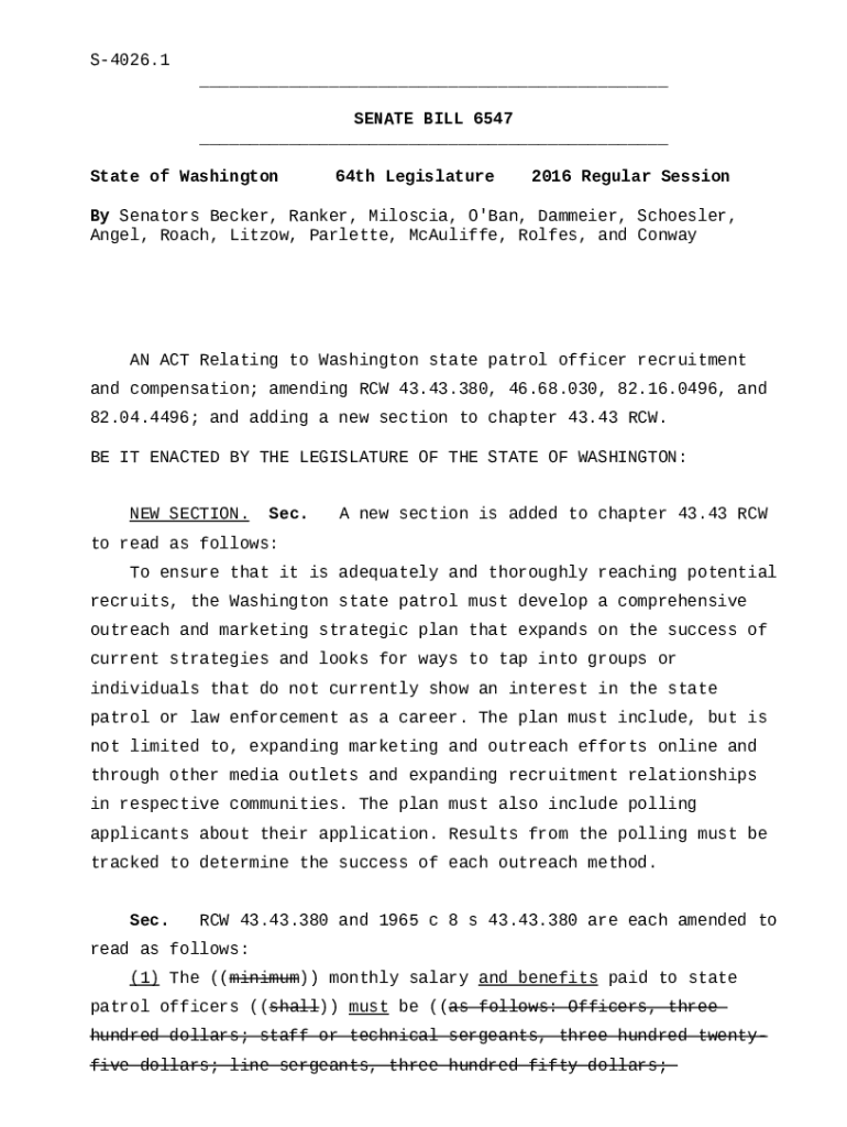 SENATE BILL REPORT SB 6547 Doc Template | pdfFiller