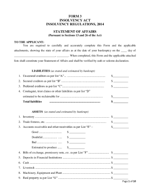 Fillable Online FORM 3 - Statement of Affairs Fax Email Print - pdfFiller