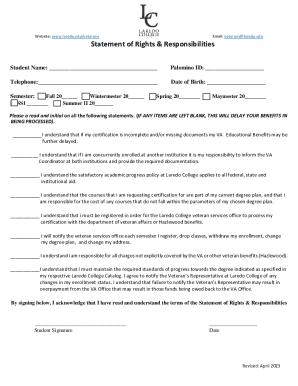 Fillable Online Statement of Rights & Responsibilities Fax Email Print ...