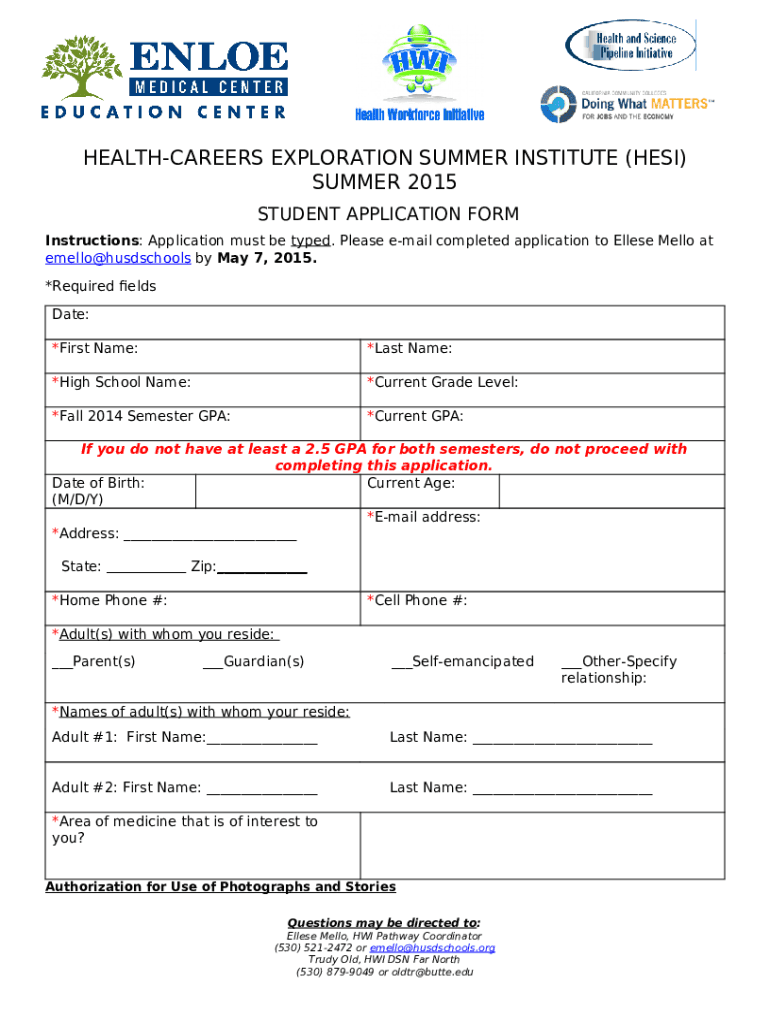 HEALTH-CAREERS EXPLORATION SUMMER INSTITUTE ... Doc Template | pdfFiller