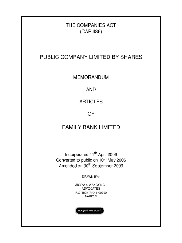 Fillable Online familybank co the companies act (cap. 486) Fax Email ...