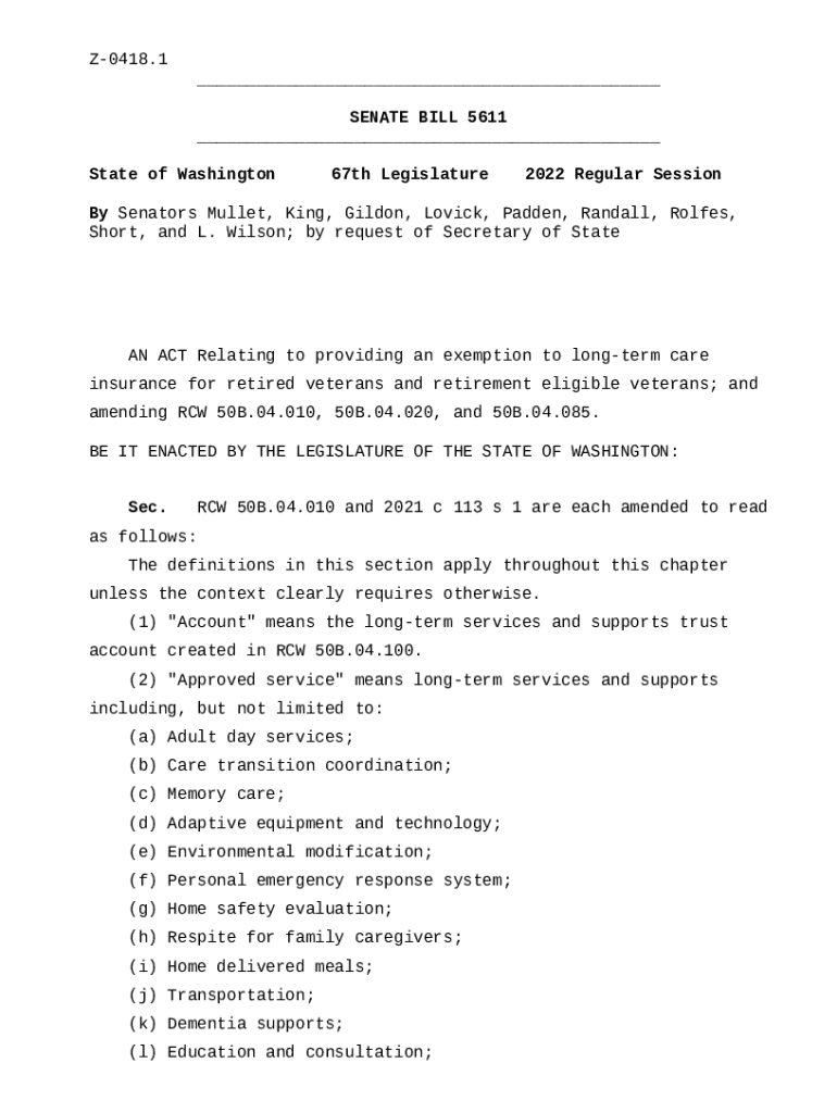 SB 5611 - Washington State Legislature Doc Template | pdfFiller