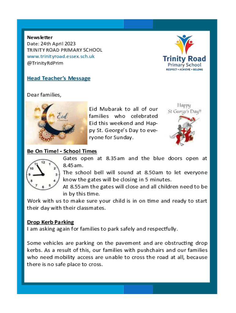 Fillable Online Head Teacher's Message Dear families, Welcome to the ... Fax Email Print - pdfFiller