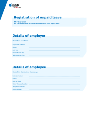 Fillable Online Unpaid leave of absence form: Fill out & sign online ...