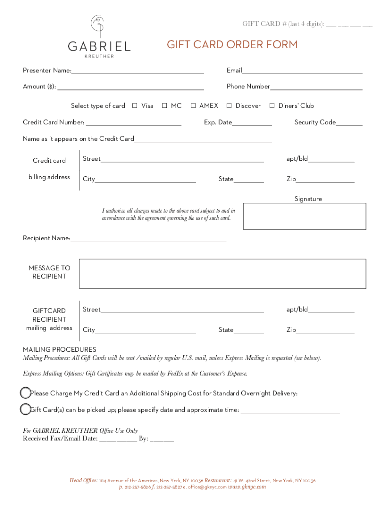 Fillable Online New GK Gift Card Form 11.16.doc Fax Email Print - pdfFiller