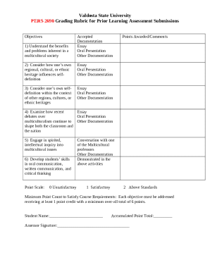 PERS 2690 Rubric for Prior Learning Assessment Submissions - blazenet ...
