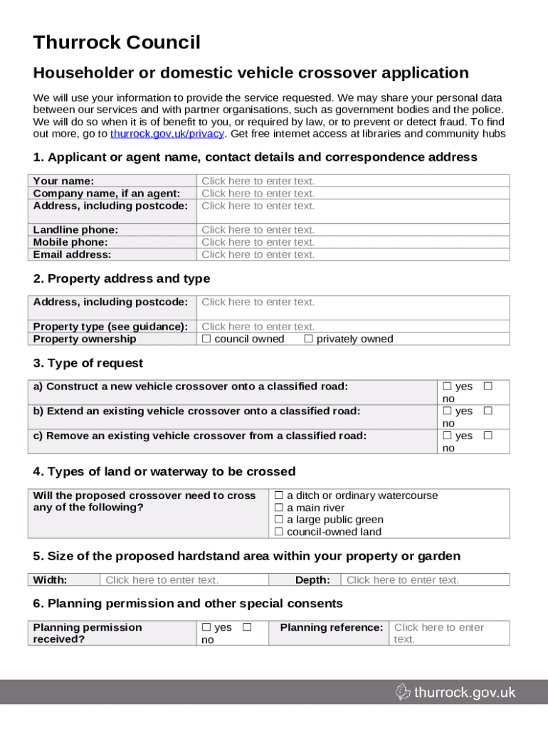 Householder or domestic vehicle crossover application Doc Template ...