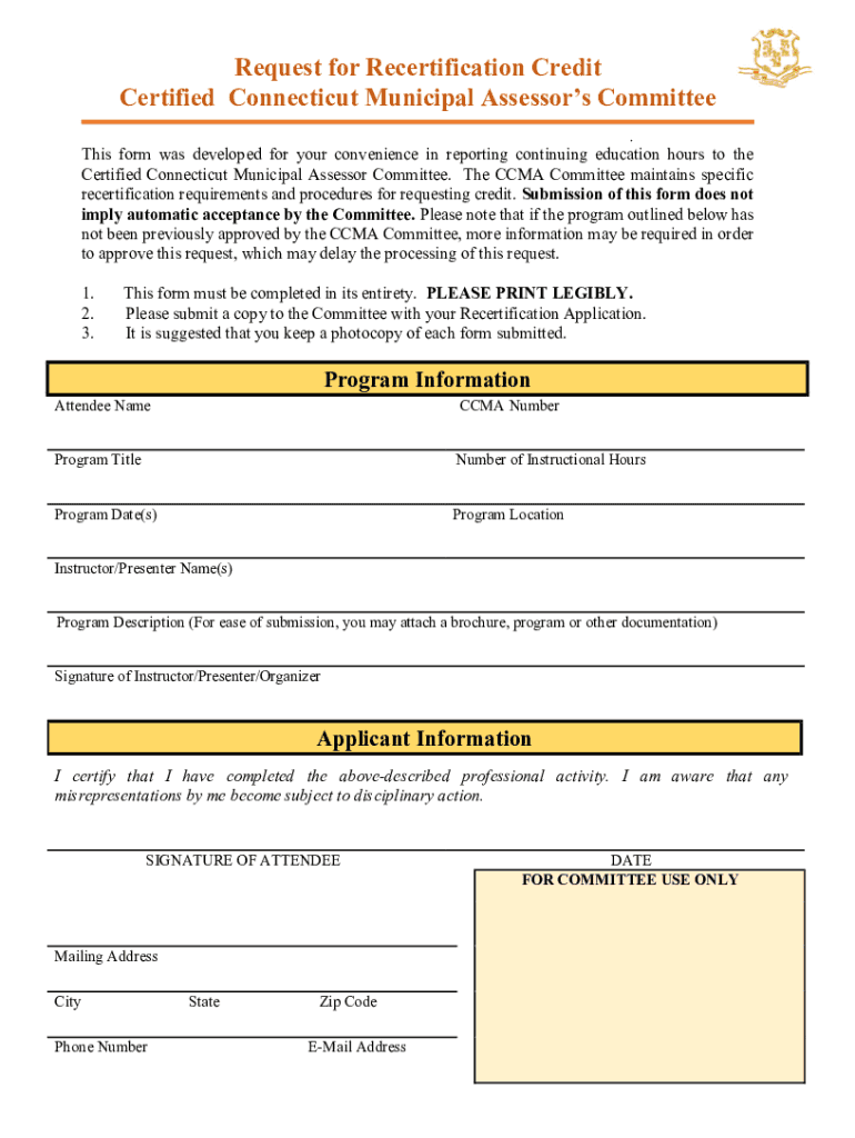 Fillable Online CCMA CE Credit Hour Request APPROVED Fax Email Print ...