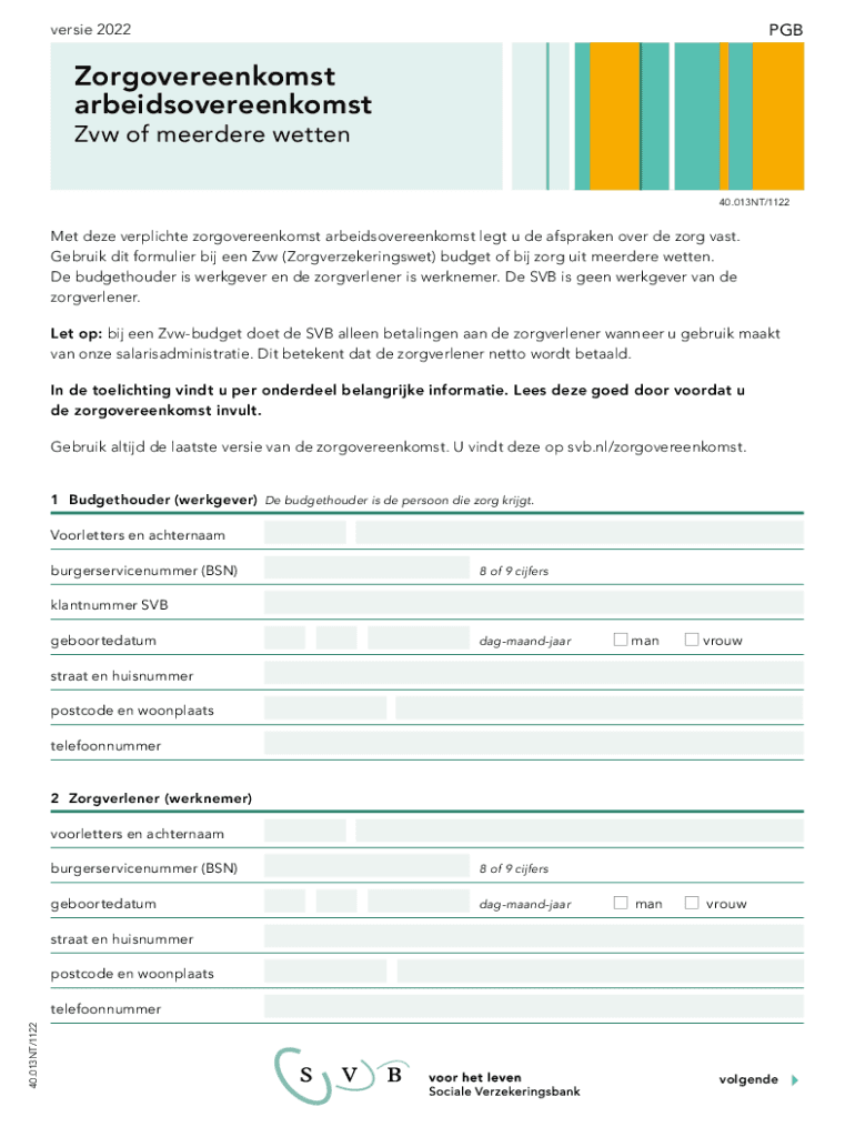 Invulbaar Online Zorgovereenkomst van opdracht Zvw of meerdere wetten ...