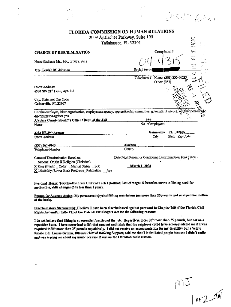 Fillable Online File a Complaint - Florida Commission on Human ...