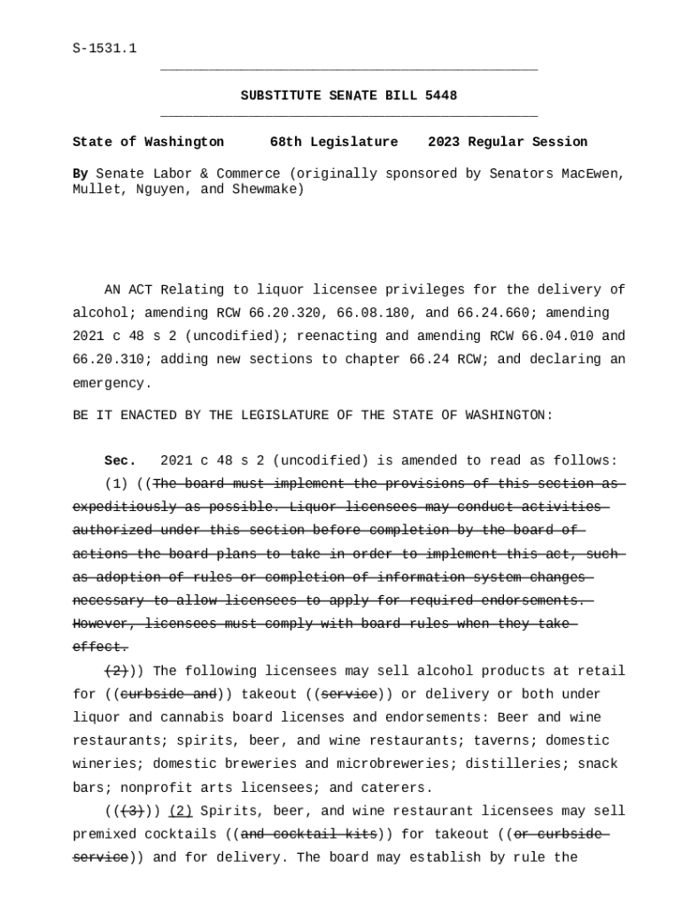 Senate Bill Report SB 5448 Doc Template | pdfFiller