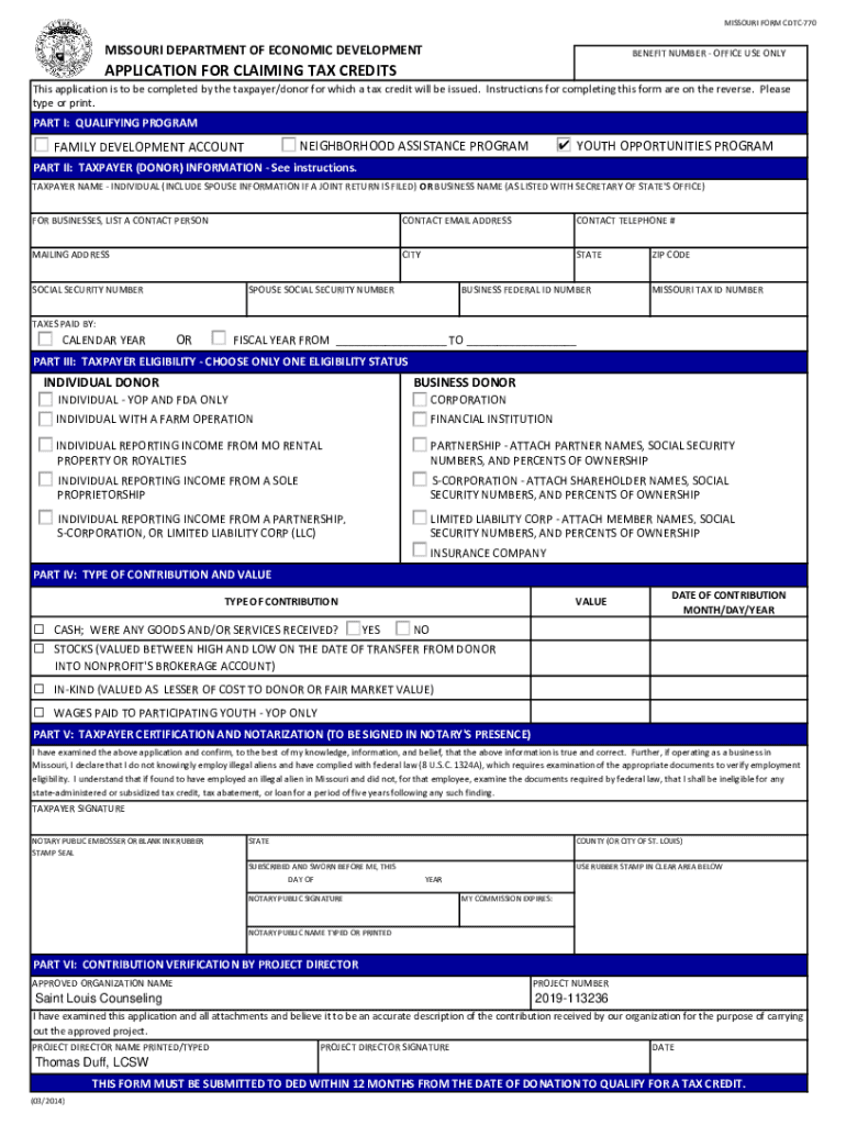 Fillable Online 2014-2024 Form MO CDTC-770 Fill Online, Printable ...