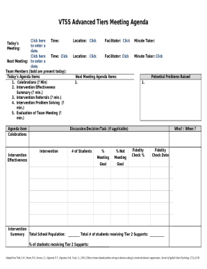 VTSS Sample Advanced Tiers Agenda Doc Template | pdfFiller