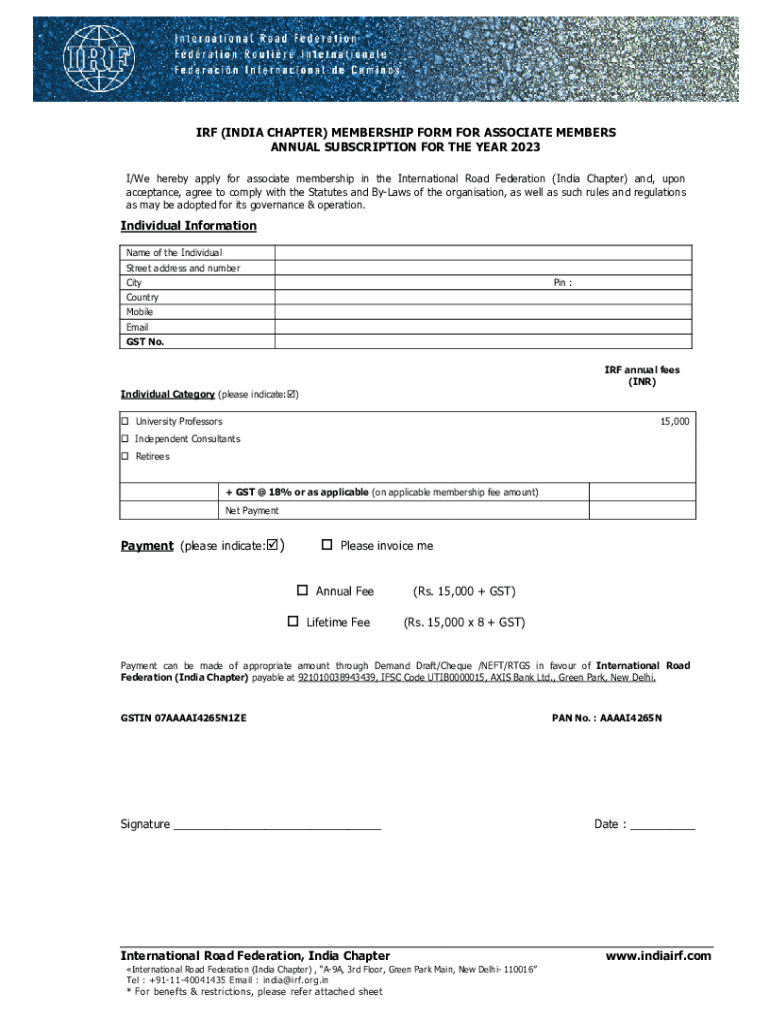 Fillable Online IRC Membership Form Fax Email Print - pdfFiller