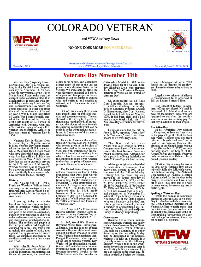 Fillable Online VFW Magazine Fax Email Print - pdfFiller