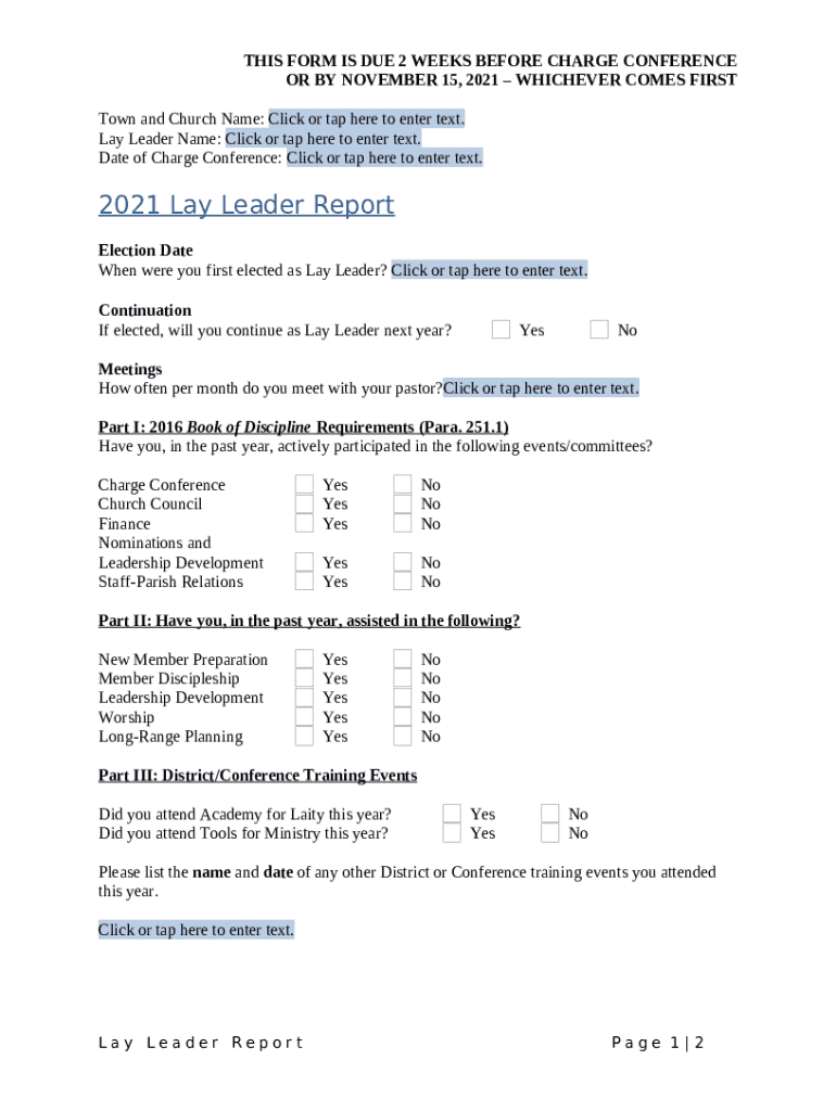 2021 General Instructions for Charge Conferences s Doc Template | pdfFiller
