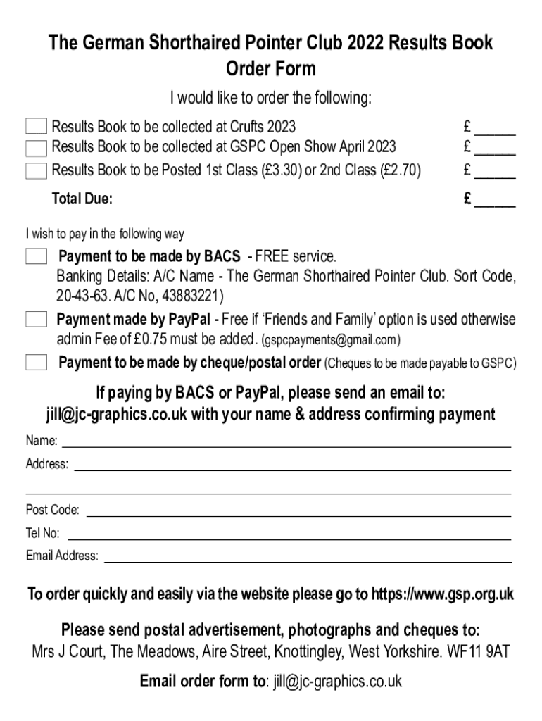 Fillable Online gsp org GSPCA German Shorthaired Pointer Club of AmericaLearn ... Fax Email ...