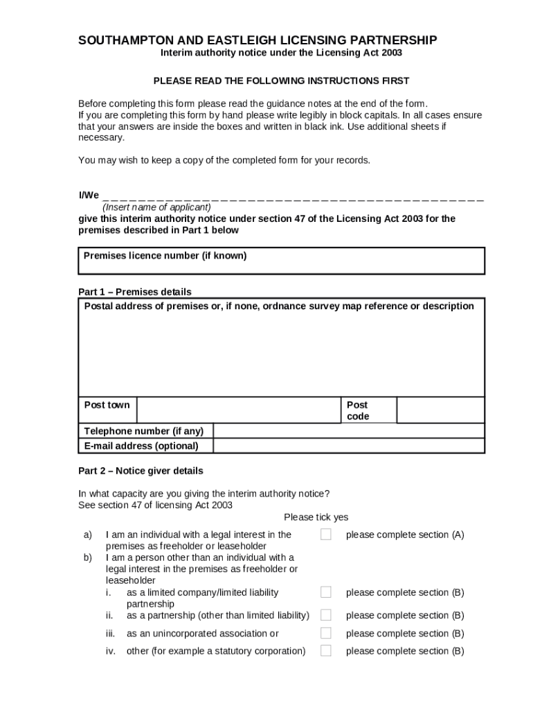 About the interim authority notice Doc Template | pdfFiller