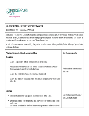 Guest Services Manager job template Doc Template | pdfFiller
