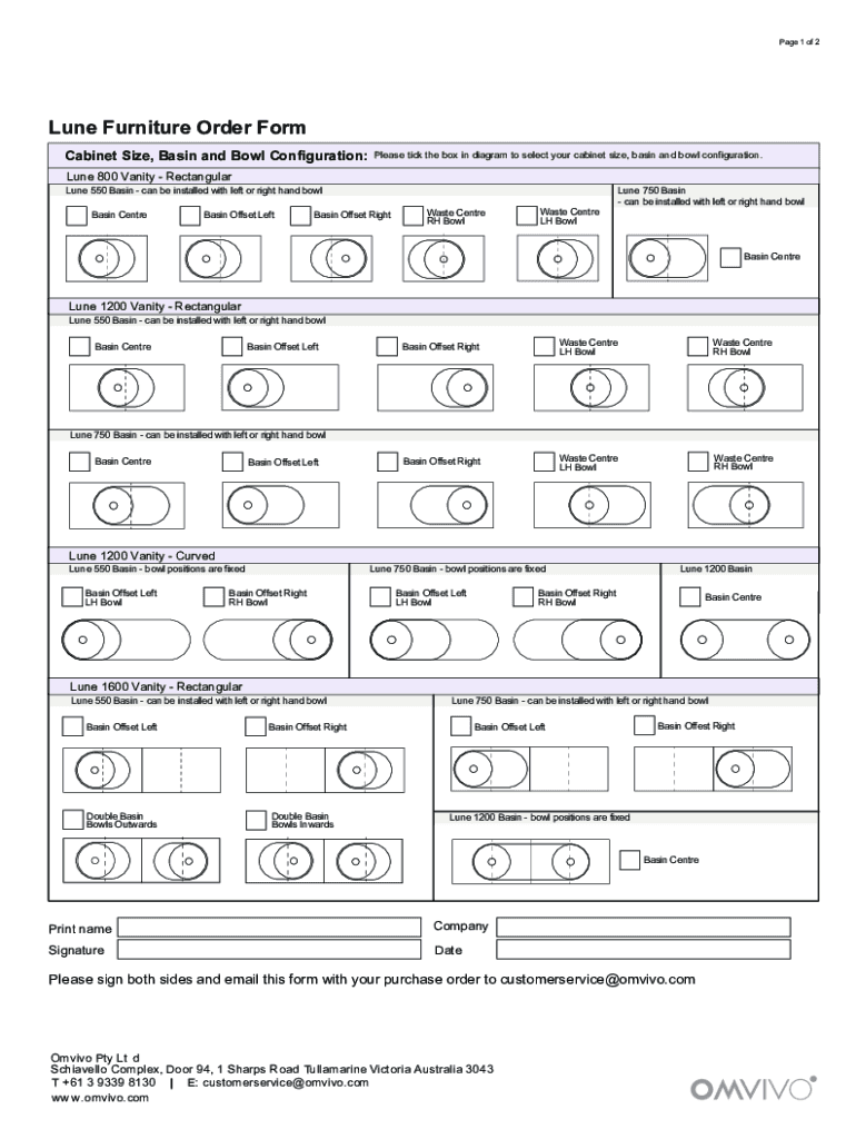Fillable Online Lune Furniture Order Form V6 Fax Email Print - pdfFiller