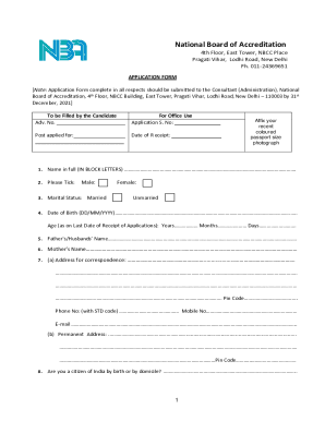 Fillable Online The National Board of Accreditation (NBA) Address Fax ...