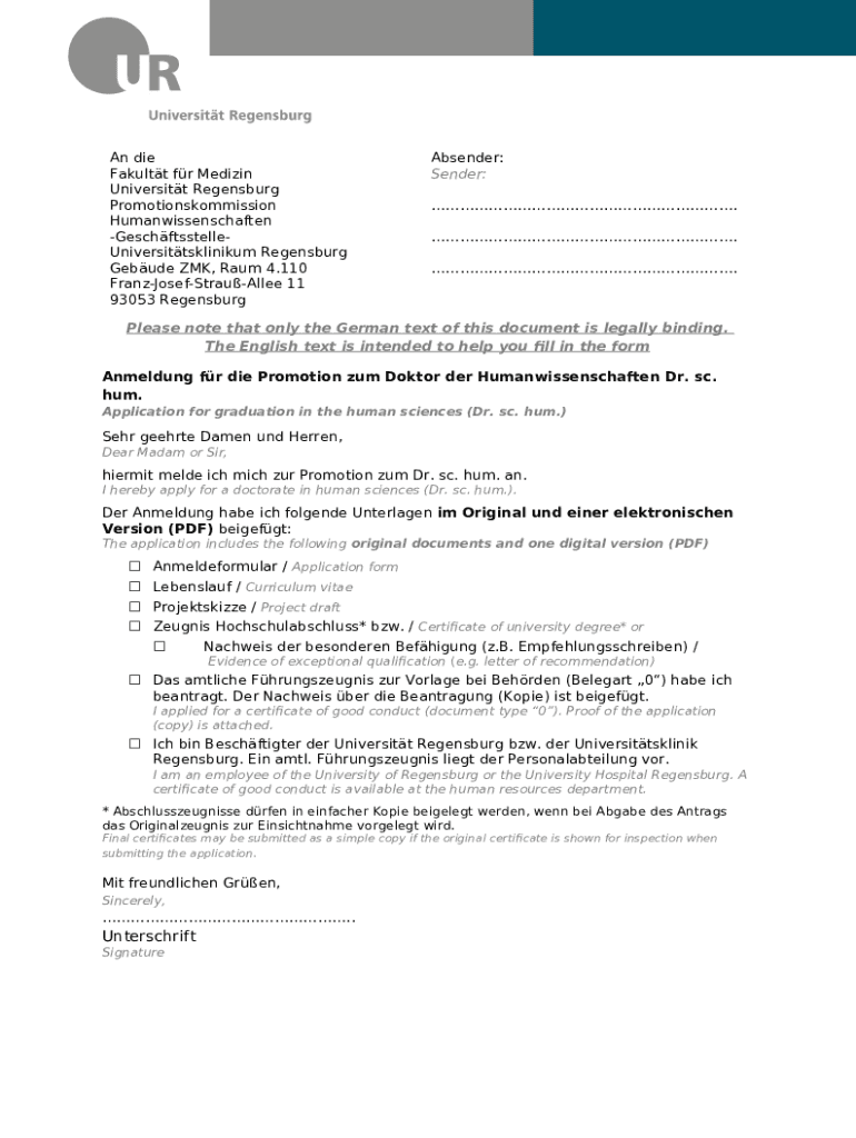 Ination Sheet on Registration as a Doctoral Candidate Doc Template | pdfFiller