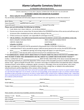 Fillable Online Alamo Cemetery in Alamo, California Fax Email Print ...