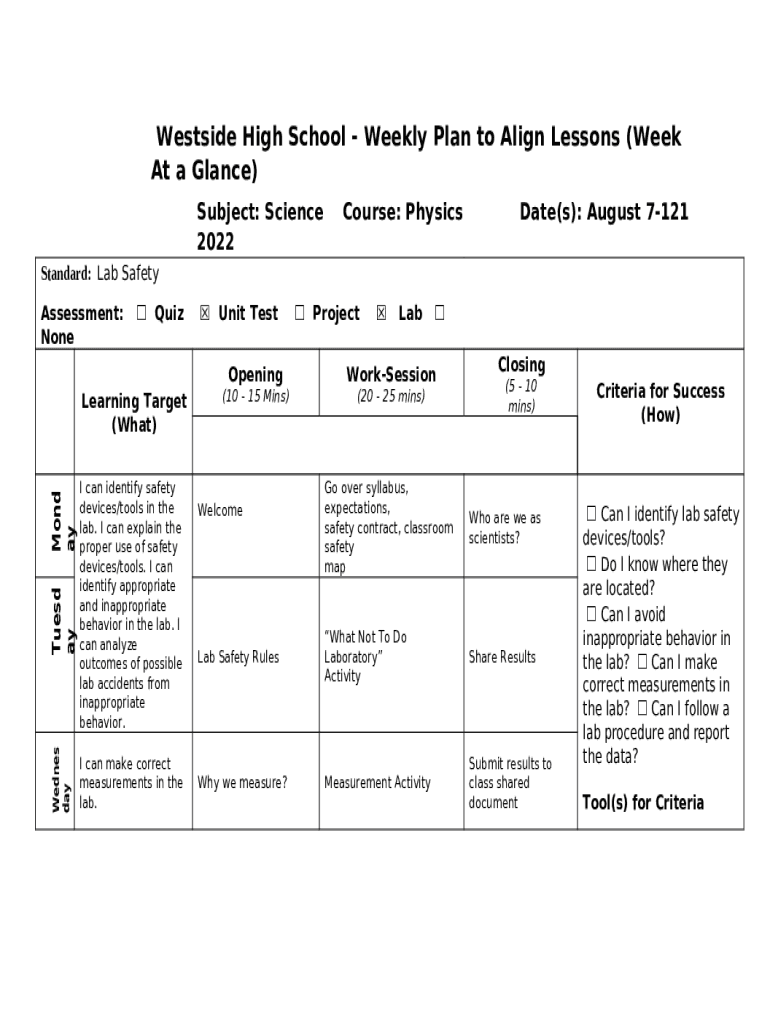 High School Lab Safety, Professional Development Doc Template | pdfFiller