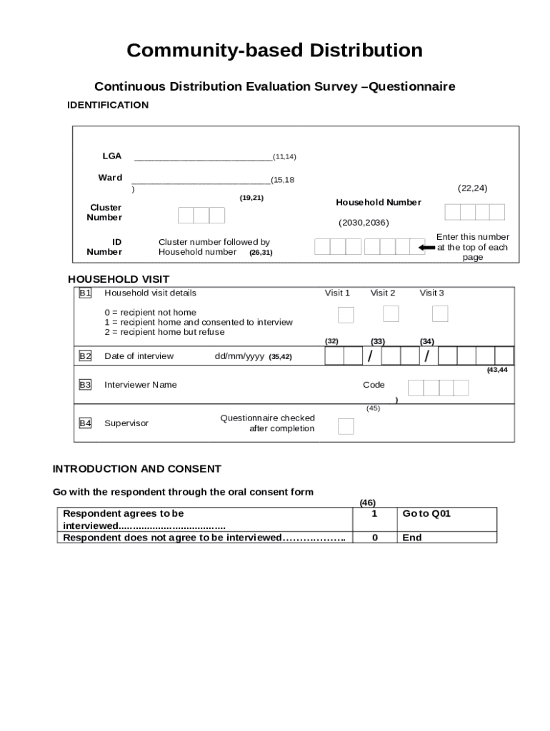 PECS SURVEY HOUSEHOLD CENSUS Doc Template | pdfFiller