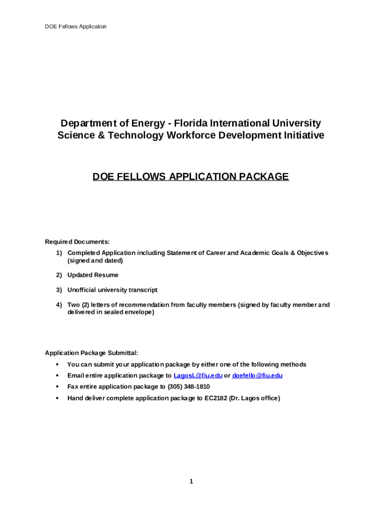 Department of Energy (DOE) Fellows: FIU Science and ... Doc Template ...