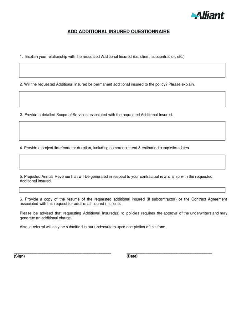 Fillable Online Additional Insured Endorsements & How They Work in ...