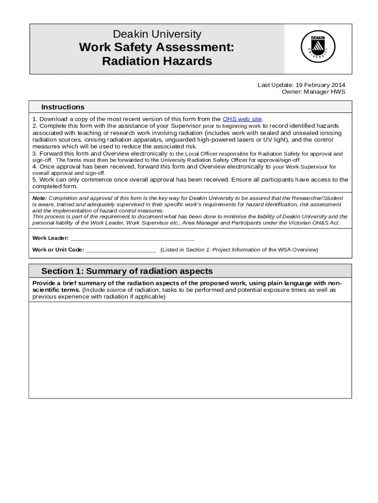 Work Safety Assessment: Plant & Physical Hazards Doc Template | pdfFiller