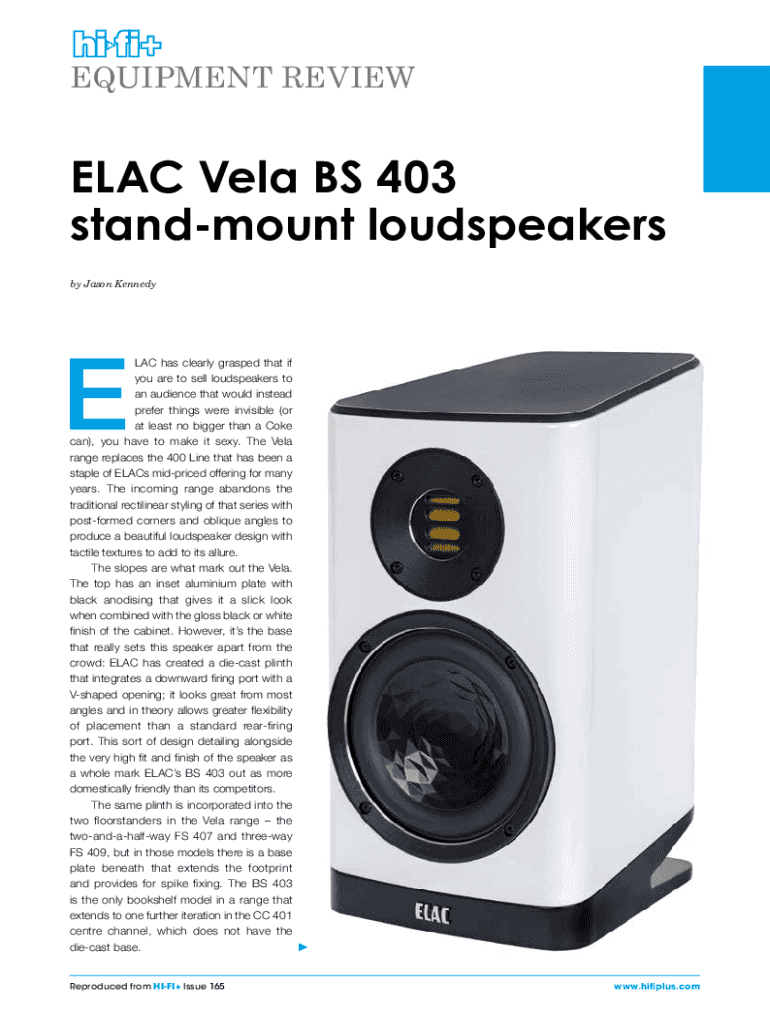 Fillable Online The Best Speaker Award - Elac Vela BS 403 speaker review Fax Email Print - pdfFiller