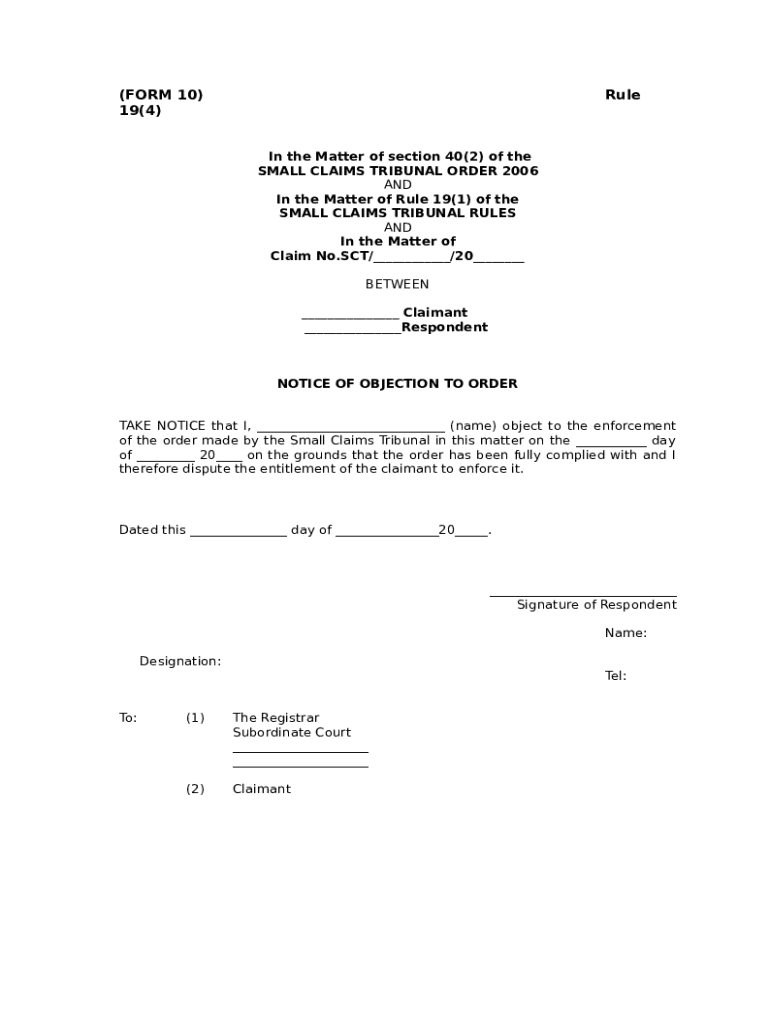 s (Small Claim Tribunal) Doc Template | pdfFiller