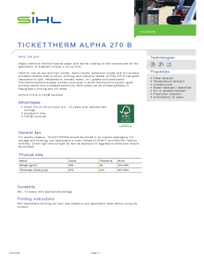 Fillable Online TICKETTHERM ALPHA 270 B. Highly sensitive thermal ...