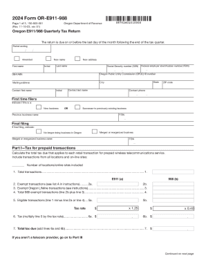 Fillable Online 2024 Form OR-E911-988, Oregon E911/E988 Quarterly Tax ...
