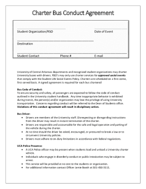 Fillable Online Charter Bus Conduct Agreement Fax Email Print - pdfFiller
