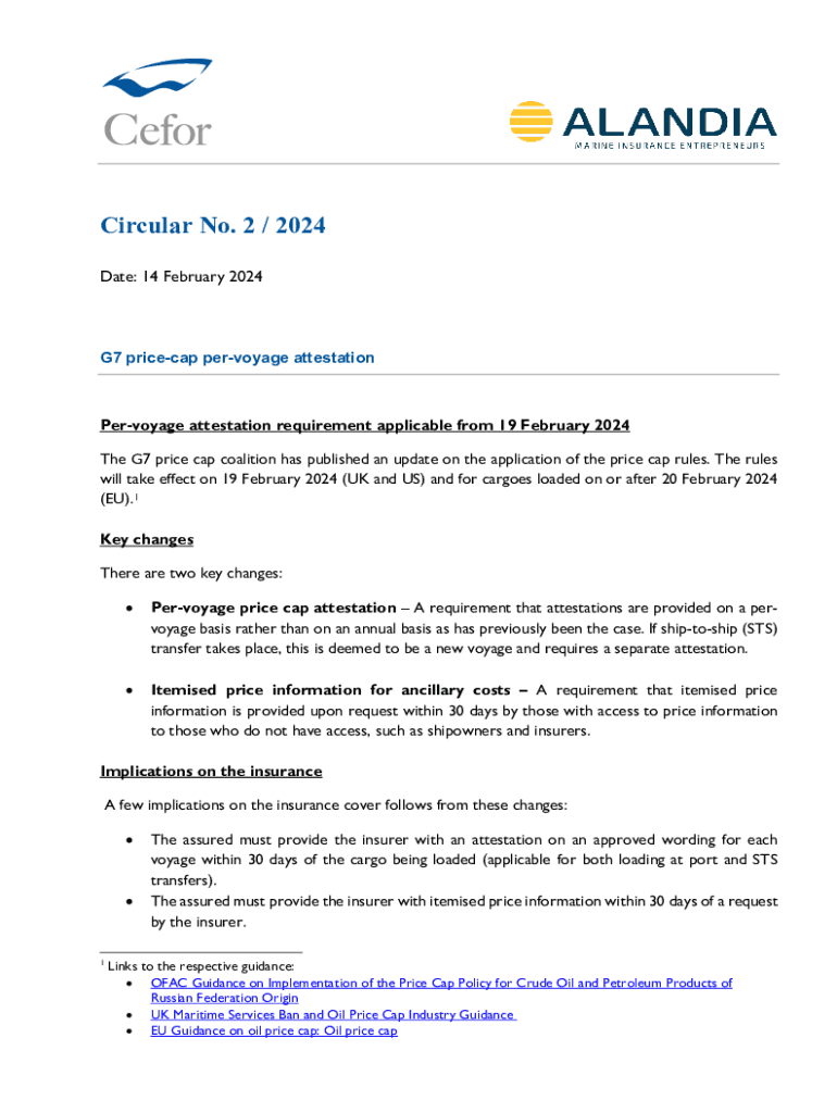 Fillable Online Changes to Oil Price Cap attestation model come into ...