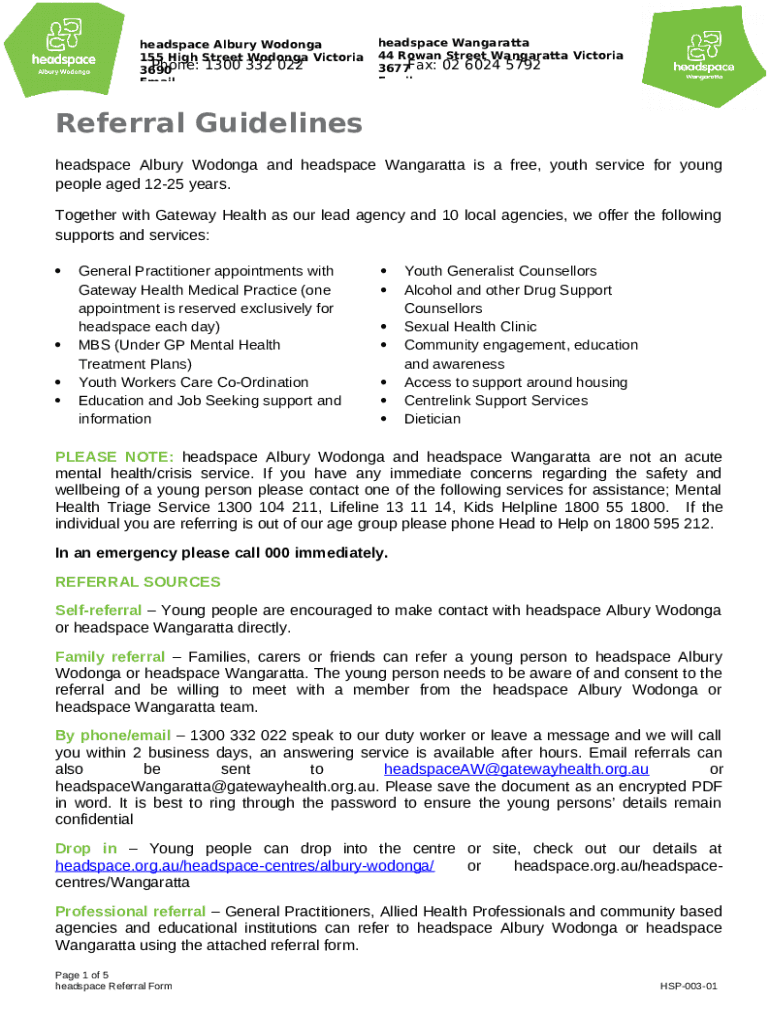 headspace - Referral Doc Template | pdfFiller