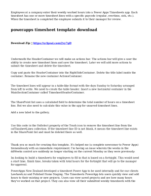 Fillable Online Power Apps Timesheet Template - Power Platform ...