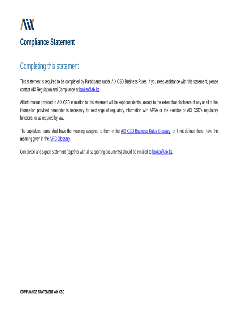 IOSCO Compliance Statement Doc Template | pdfFiller