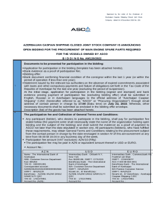 AZERBAIJAN CASPIAN SHIPPING CLOSED JOINT STOCK COMPANY IS ANNOUNCING ...