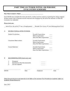 Preview: Master Lecturer Eval Template Doc Template | pdfFiller