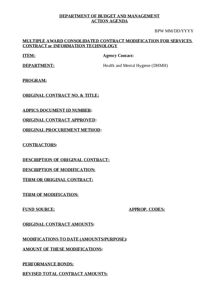 Department of Budget & Management Procurement ... Doc Template | pdfFiller