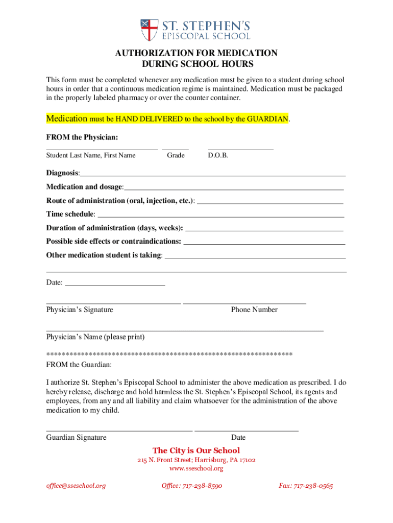 Fillable Online Inhaler Authorization Form Archdiocese of Washington ...