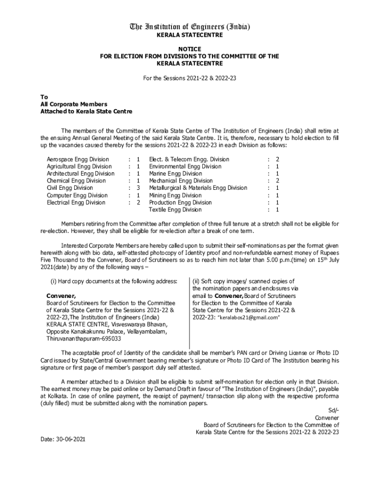 Fillable Online The Institution of Engineers (India) UP State Centre, Lucknow Fax Email Print ...