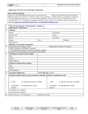 LEAF Marque Certification Body Application - africertlimited co Doc ...