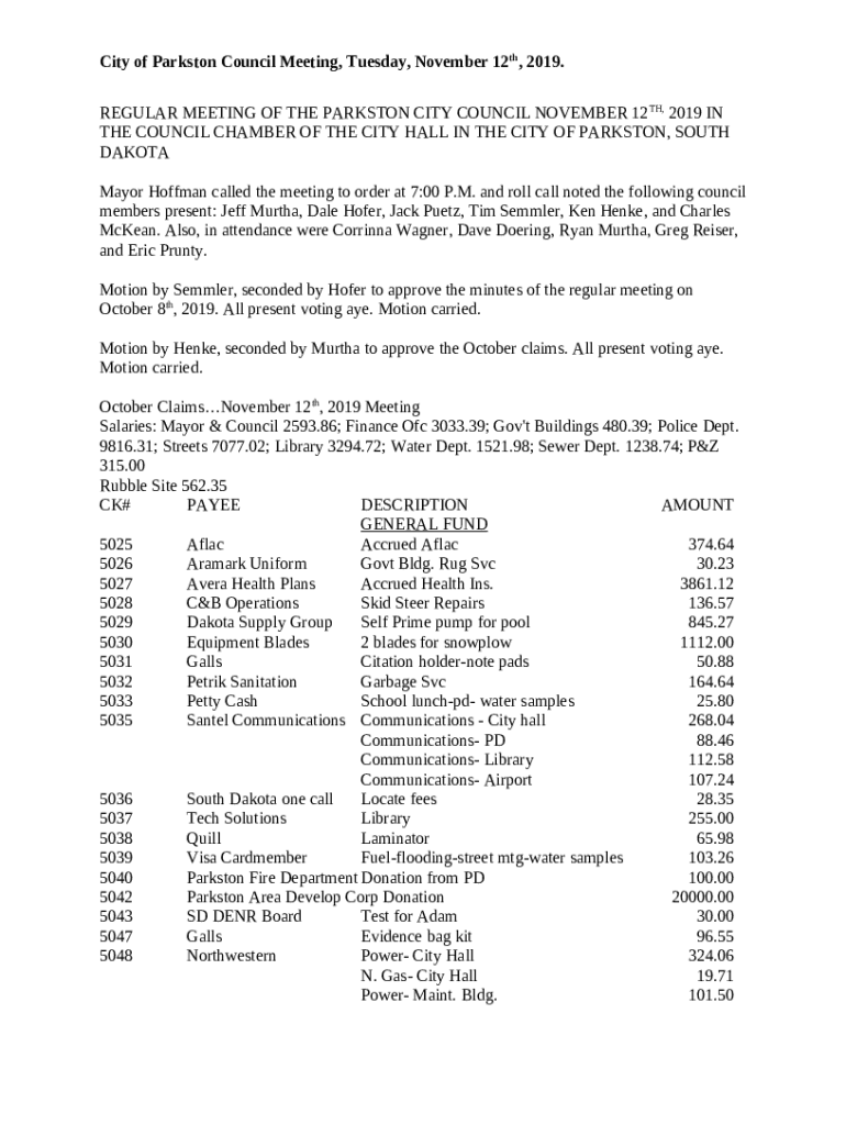 and roll call noted the following council members present: Jeff Murtha ...